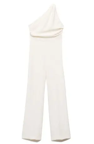 Mango One-shoulder Jumpsuit - Off White