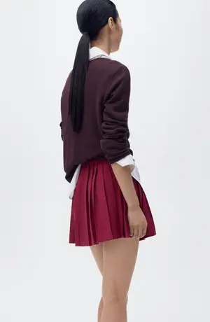Mango Buckle Pleated Mini Skirt