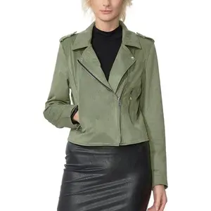 KIMI + KAI Faux Suede Moto Jacket - Olive