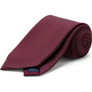 Mango Silk-blend Twill Tie - Burgundy