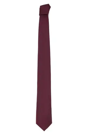 Mango Silk-blend Twill Tie - Burgundy