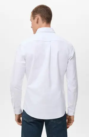 Mango Regular Fit Oxford Button-down Shirt - White