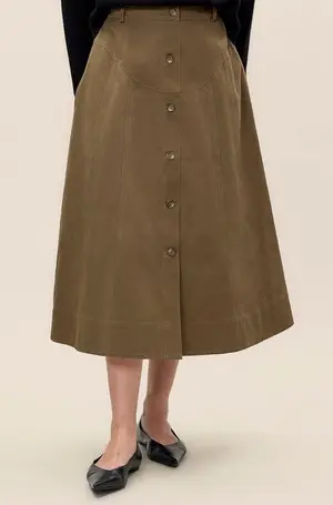 Rebecca Taylor Aria Twill Mid-calf Skirt