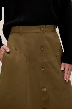 Rebecca Taylor Aria Twill Mid-calf Skirt