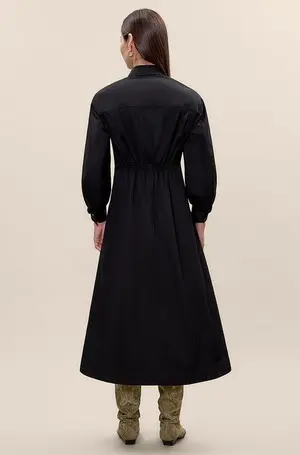 Rebecca Taylor Elspeth Twill Midi Dress - Black