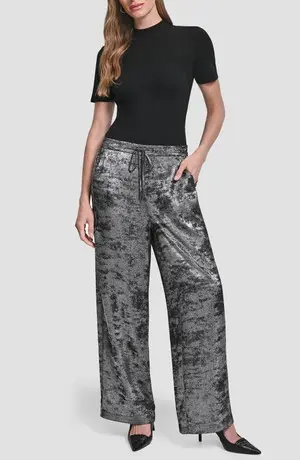 Dkny Wide-leg Liquid Velvet Pants