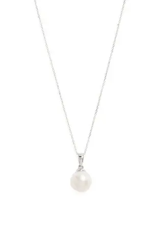 Nordstrom Freshwater Pearl Pendant Necklace - White- 14k White Gold
