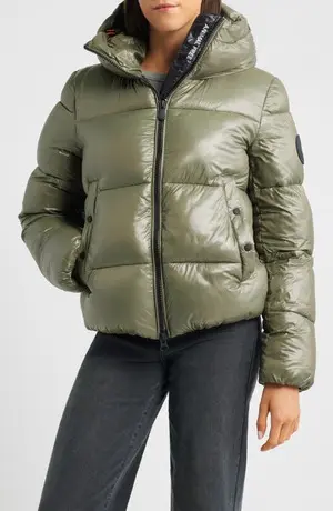 SAVE THE DUCK Biddy Water Repellent Hooded Puffer Jacket - Laurel Green