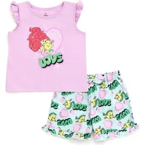 Disney Tank Top And French Terry Shorts Set - Princess Ariel Purple Purple