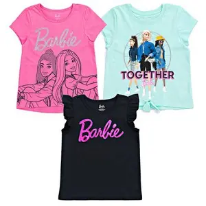 BARBIE 3-pack Graphic T-shirts - Blue/pink/black