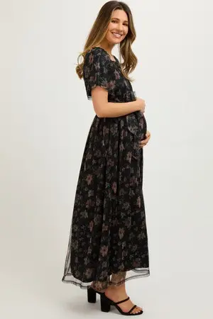 PINKBLUSH Floral Waist Tie Midi Dress