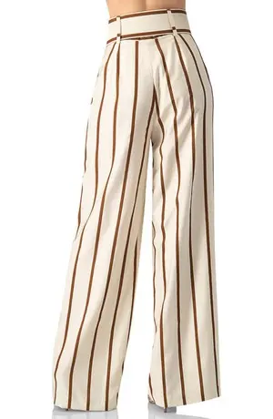 IVONNE Striped Wide-leg Pants With Belt