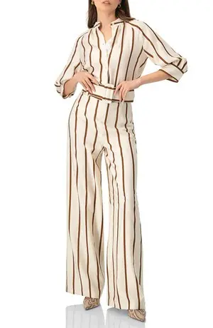 IVONNE Striped Wide-leg Pants With Belt