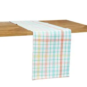 C&F HOME Easter Bunny Rabbit Trail Plaid Table Runner 13" X 72 - Blue