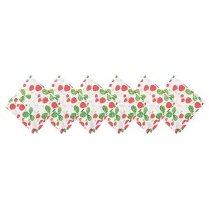 C&F HOME Strawberry Patch & Plaid Napkin Set Of 6 - Red