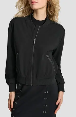 Dkny Grommet-trim Scuba Crepe Bomber Jacket