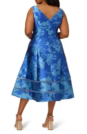 Adrianna Papell Metallic Floral Jacquard Fit & Flare Cocktail Dress