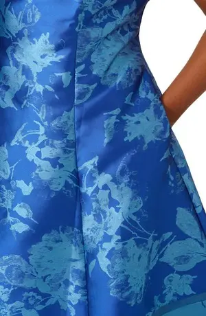 Adrianna Papell Metallic Floral Jacquard Fit & Flare Cocktail Dress
