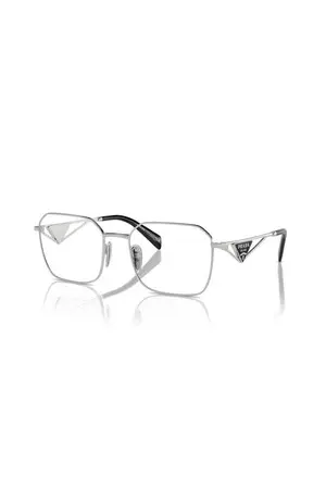 Prada 55mm Irregular Optical Glasses - Silver