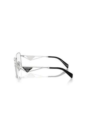 Prada 55mm Irregular Optical Glasses - Silver