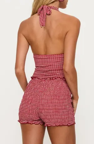 Princess Polly Whimsy Gingham Halter Top - Red Gingham