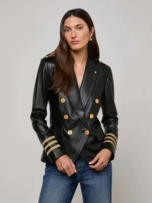Women's Black Leather Blazers