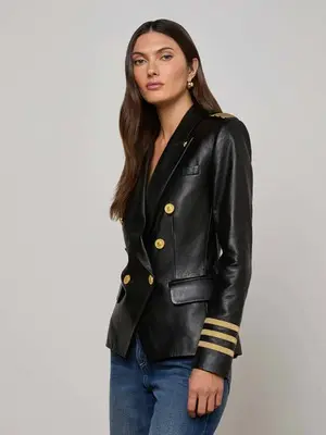 L'Agence Kenzie Leather Blazer