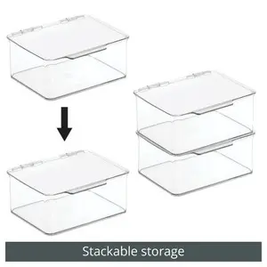 MDESIGN Plastic Playroom/gaming Storage Organizer Box, Hinge Lid