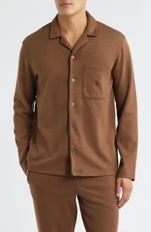Polo Ralph Lauren Herringbone Twill Pajama Top - Branch Brown