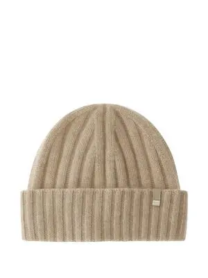 Herno Cashmere Ribbed Beanie - Beige