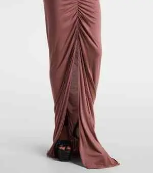 Rick Owens Poppy Ls Ruched Jersey Maxi Skirt - Pink