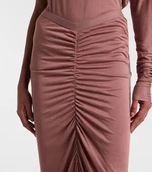 Rick Owens Poppy Ls Ruched Jersey Maxi Skirt - Pink