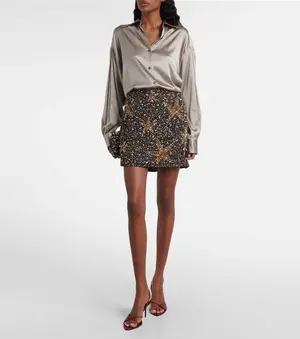 Rixo Minna Sequined Miniskirt