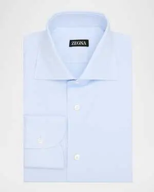 Zegna Oxford Weave Cotton Dress Shirt - Blue