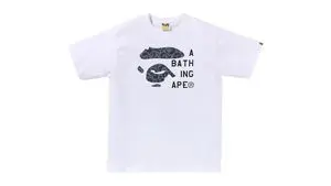 A BATHING APE Japanese Cloud Camo Face Tag Tee Shirt - White