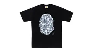 A BATHING APE Japanese Cloud Camo Label Tee Shirt - Black