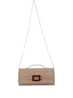 ROGER VIVIER Belle Vivier Leather Clutch - Brown