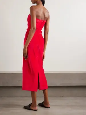 Tove Sabella Strapless Ruched Midi Dress - Red
