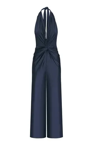 ANDRES OTALORA Cannaria Gathered Halter Jumpsuit - Navy