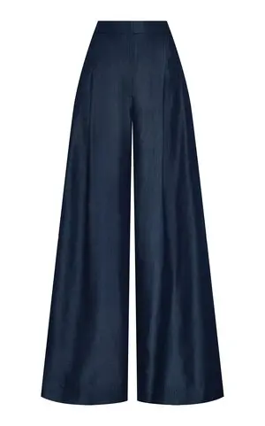 ANDRES OTALORA Nuestro Verano Pleated Wide-leg Trousers - Navy