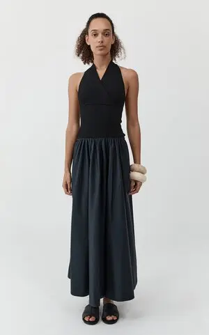 ST. AGNI Backless Halter Maxi Dress