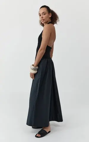 ST. AGNI Backless Halter Maxi Dress