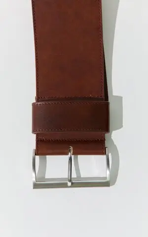 ST. AGNI Wide Leather Belt - Brown