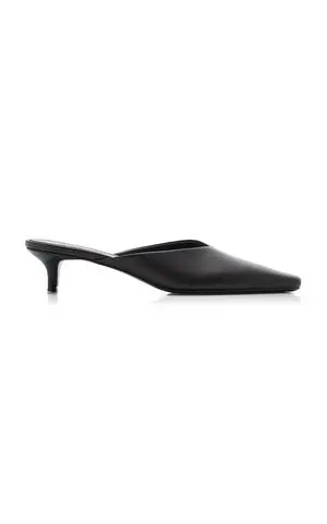 ST. AGNI Leather Almond Toe Low Heel Mules - Brown