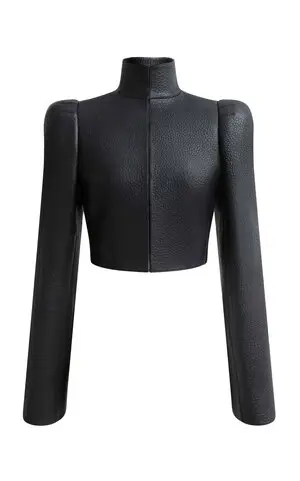 Alaïa Cropped Leather Jacket - Black