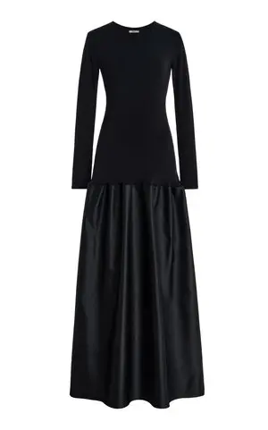 FFORME Catrin Flared Satin Dress - Black