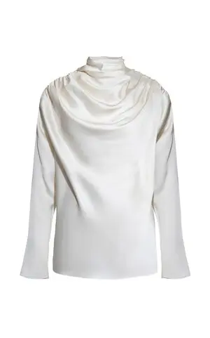 KALLMEYER Tabitha Draped Satin Blouse - Ivory