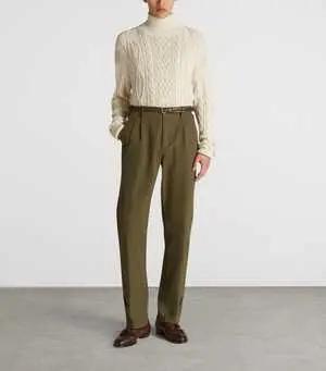 Dunhill Cotton-silk Aran Cable Knit Sweater