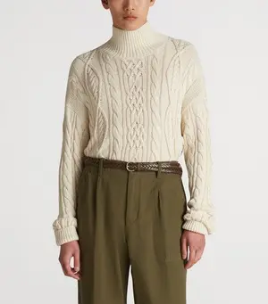 Dunhill Cotton-silk Aran Cable Knit Sweater