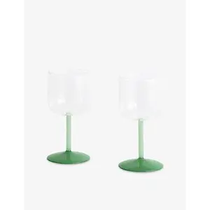 HAY Tint Wine Borosilicate Glasses Set Of Two - Light Green And Jade